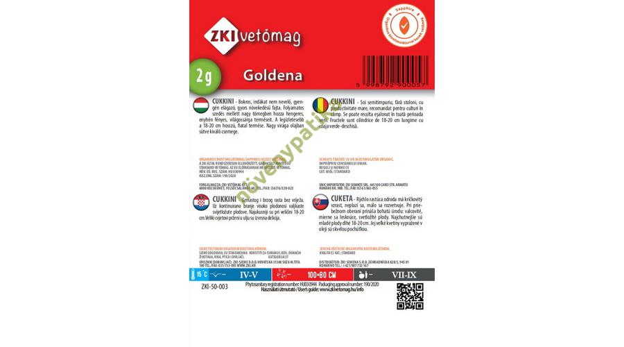 Goldena cukkini ZKI a Cukkini vetőmagok kategóriánkban