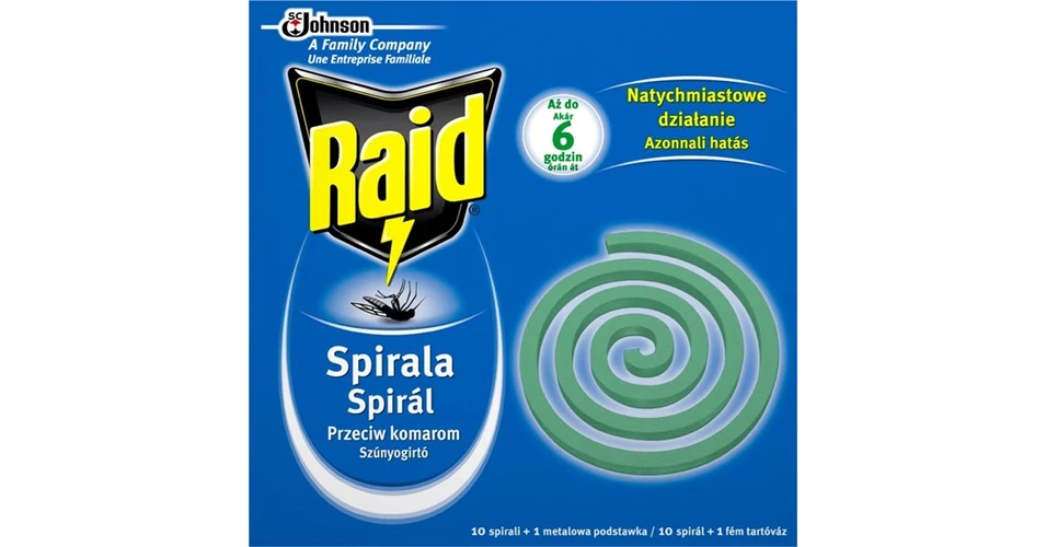 Raid szúnyogirtó spirál 10 db a Háztartási irtószerek kategóriánkban